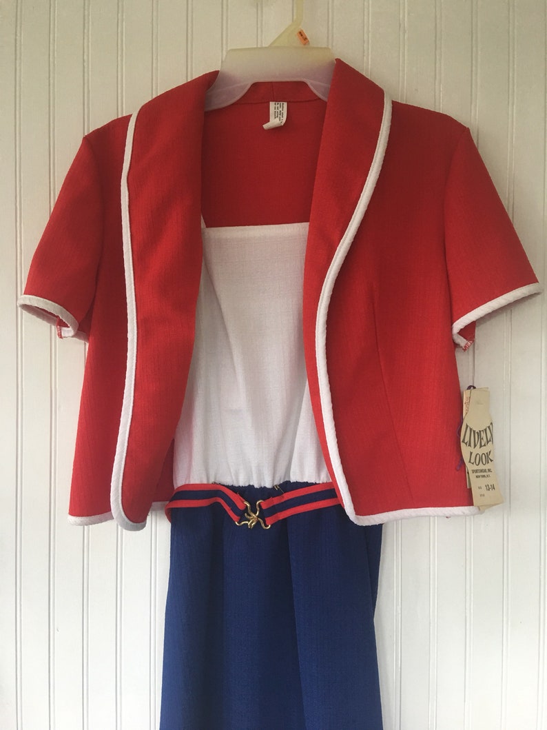 NWT 70s Vintage Red White & Blue Dress Jacket Suit Set Large L - Etsy