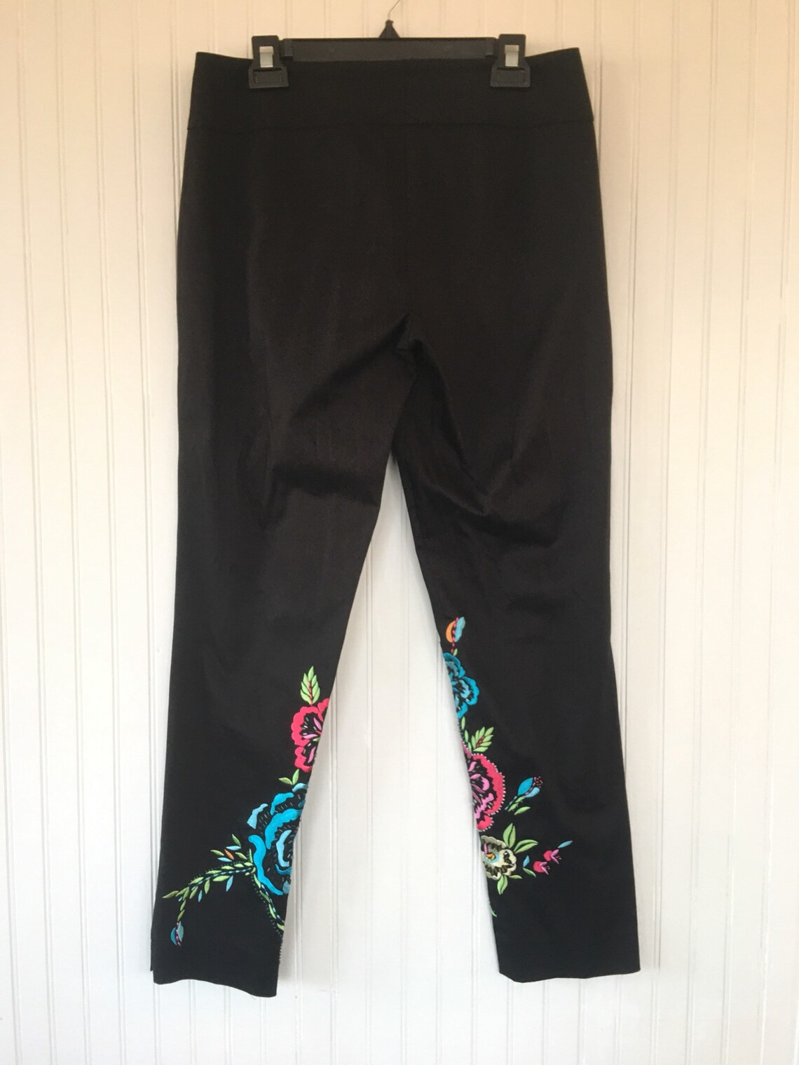 Vintage 90s Cache Black Embroidered Dress Pants Beaded Rainbow - Etsy