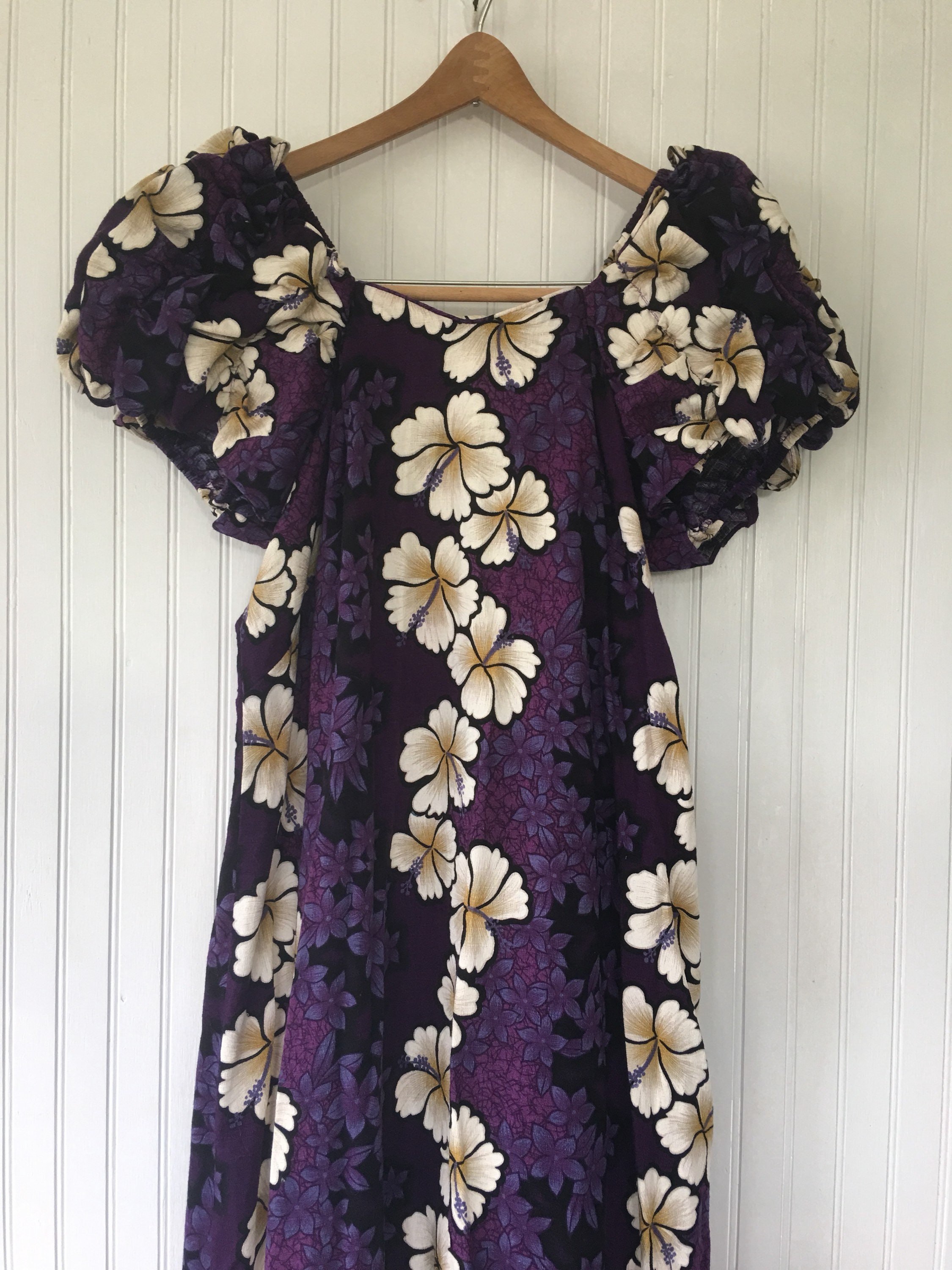 Vintage 70s Hilo Hattie Hawaiian Muumuu Caftan Size Xl Large Purple