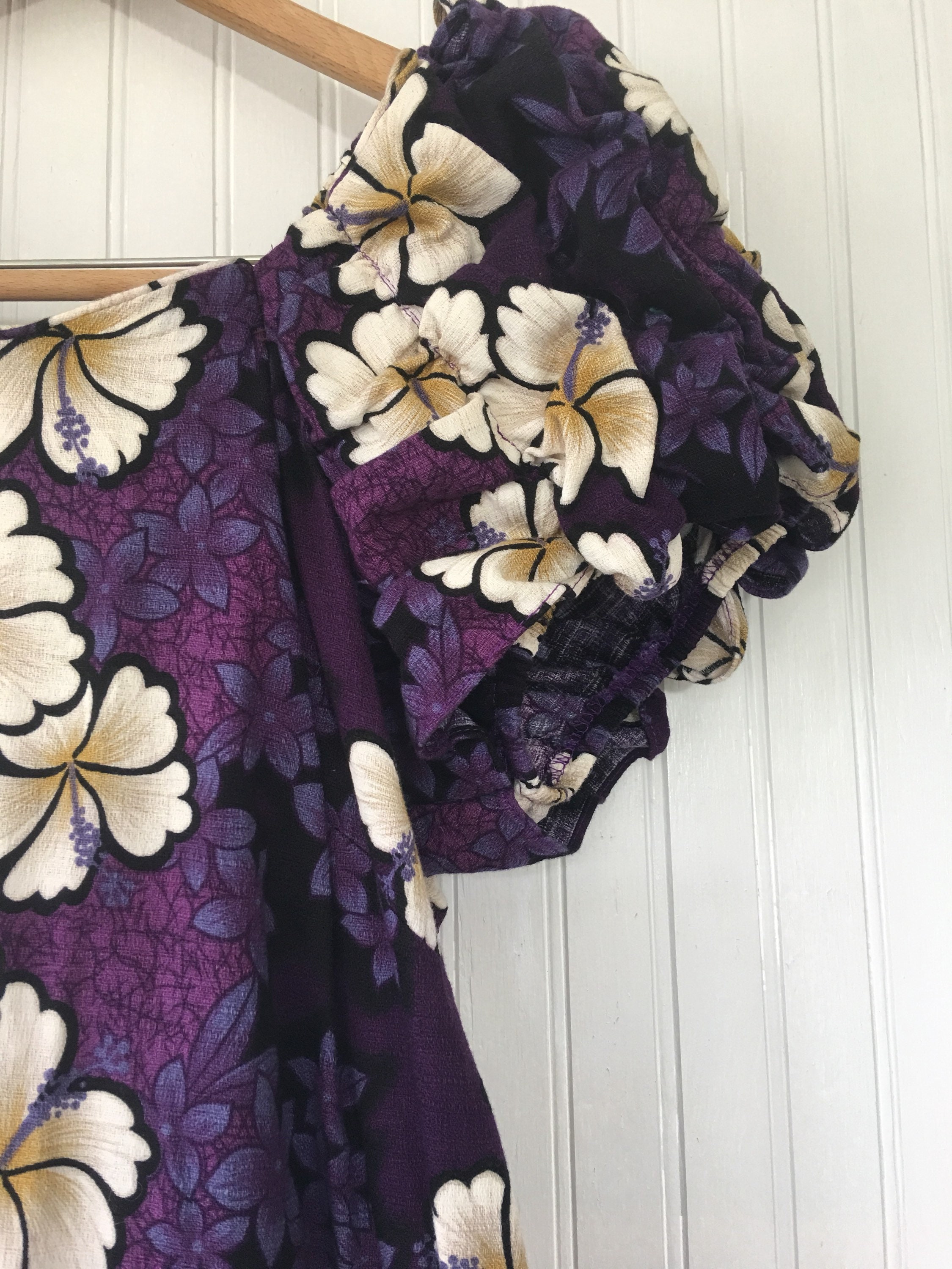 Vintage 70s Hilo Hattie Hawaiian Muumuu Caftan Size Xl Large Purple