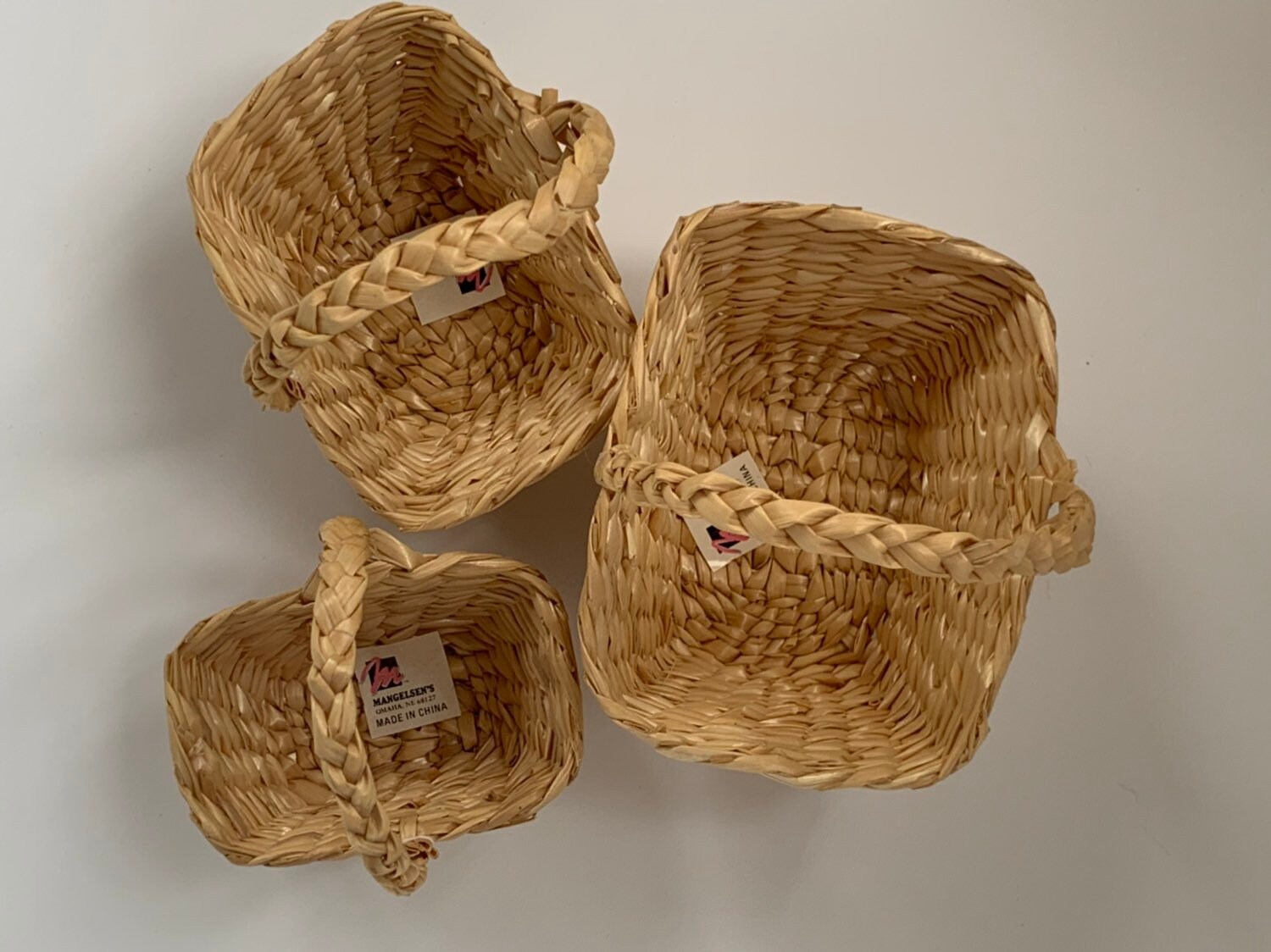 Set of 3 Vintage Deadstock 80s Miniature Wicker Stacking Baskets Home ...