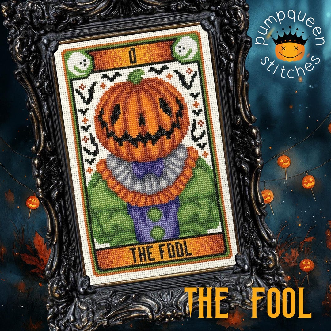 Halloween Tarot Cross Stitch Pattern: the Fool - Pumpkin Clown (PDF ...