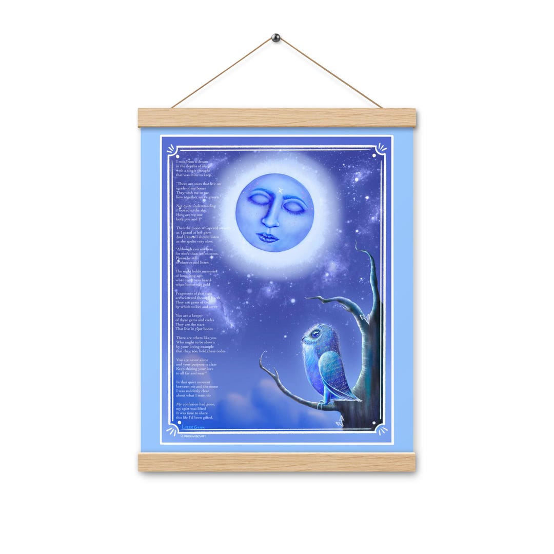 Owl Moon Poem Art Print With Magnet Hangers | Whispers of the Moon Poem ...