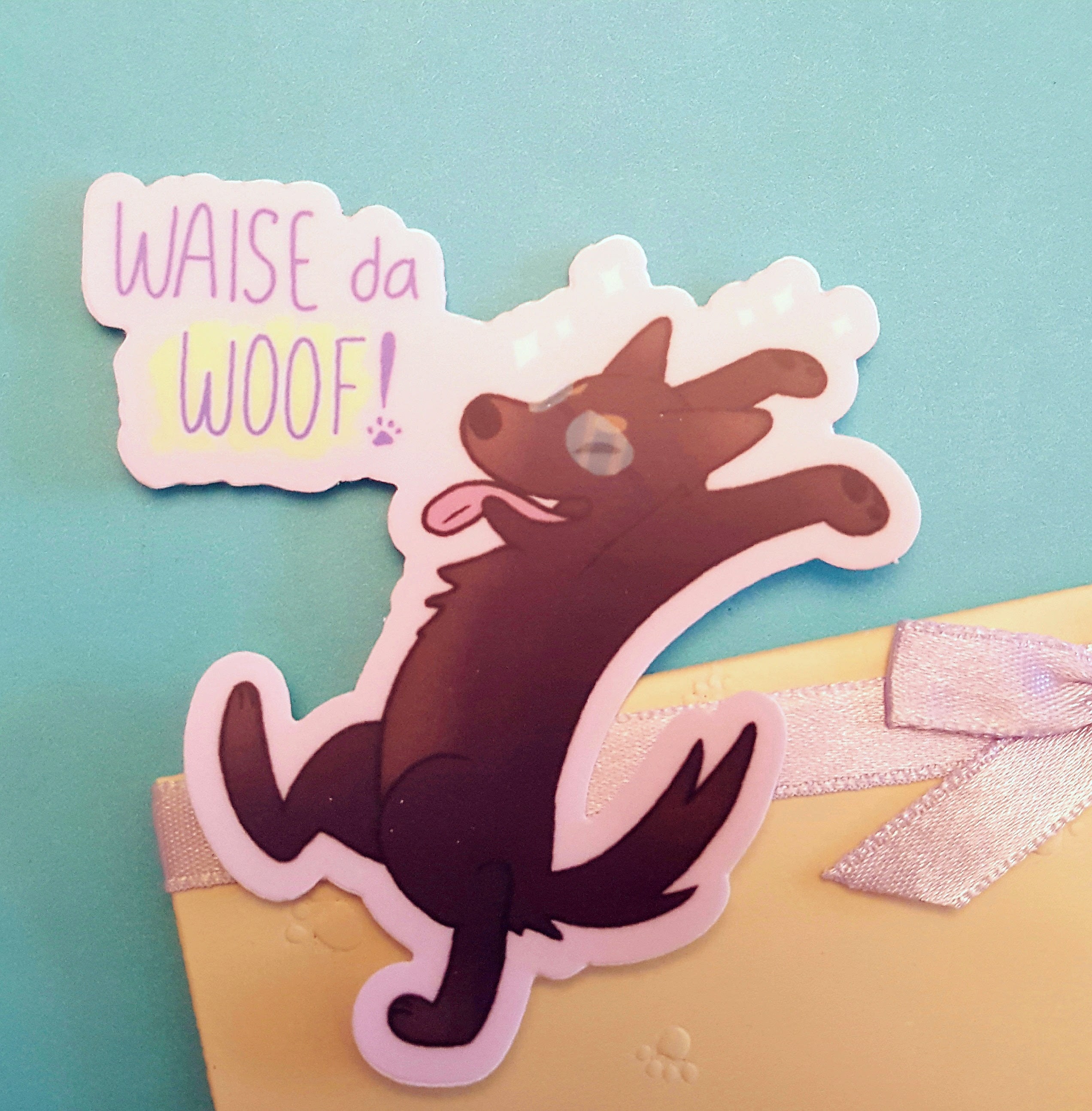 Waise Da WOOF Party Dog Vinyl Sticker, Diecut Fun Cute 3"x3" Sticker ...