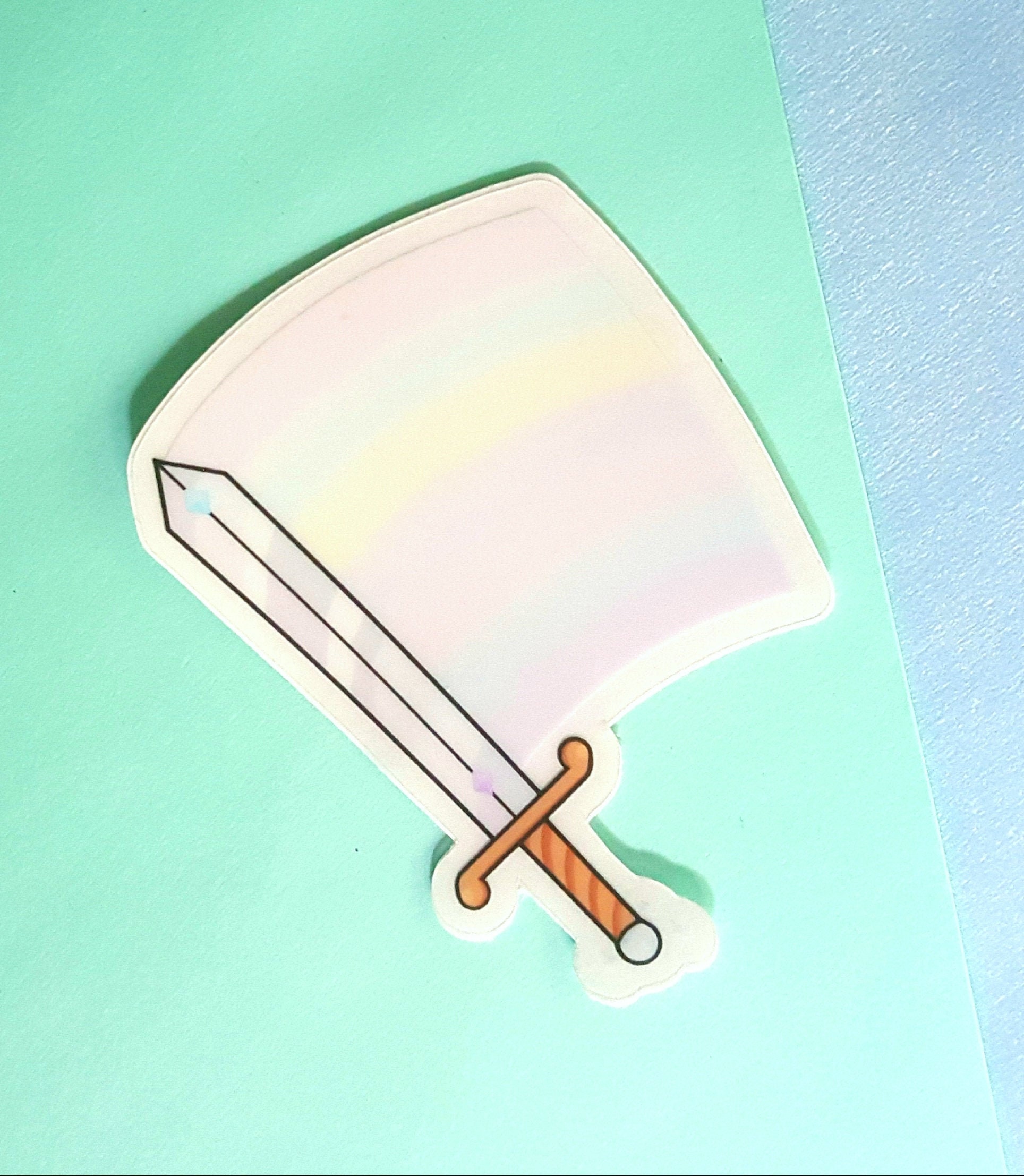 Rainbow Sword Sticker, kleurrijke pastel vinyl sticker met transparante ...