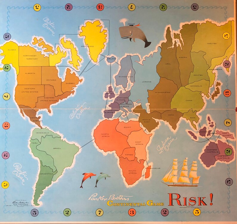 Vintage Risk Game Board Only 1950s | Etsy