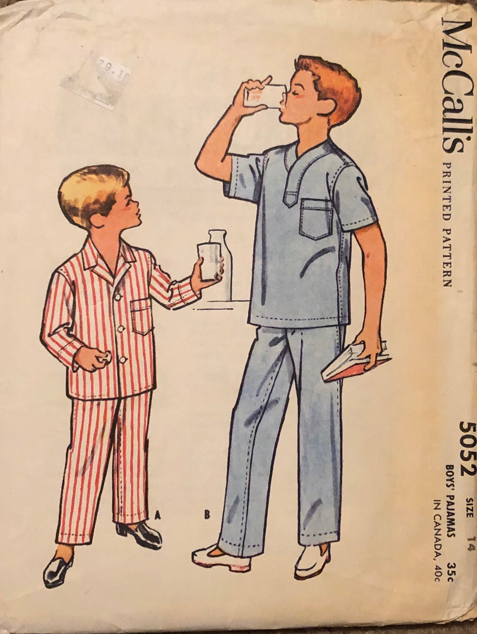 Boys Pajama PJ Vintage Sewing Pattern Mccalls 5052 Size Boys 14 - Etsy