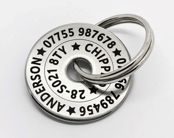 Funky Design Large Dog ID Disc Tag. Stainless Steel Washer Style ...