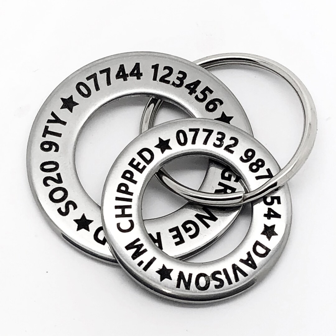 Funky Design Large Dog ID Disc Tag. Stainless Steel Washer Style ...