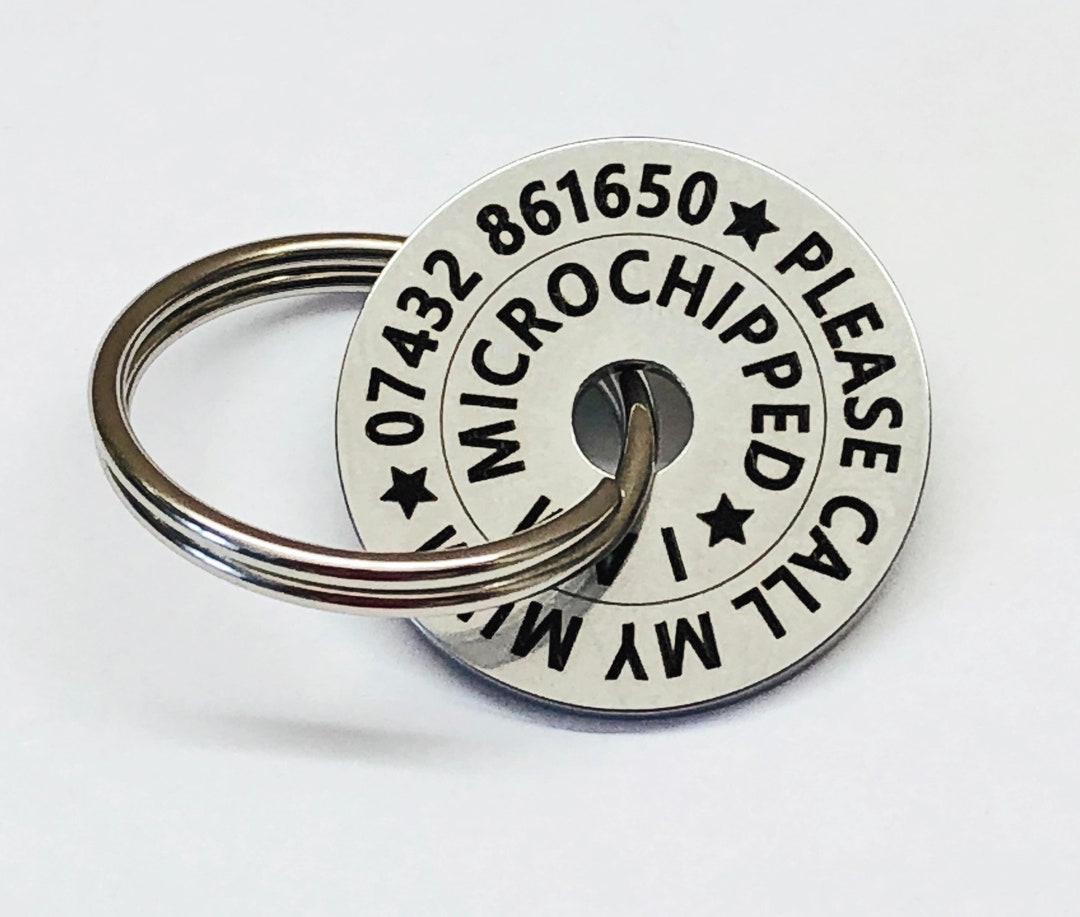 Funky Design Double Sided Dog ID Disc Tag. Stainless Steel Washer Style ...