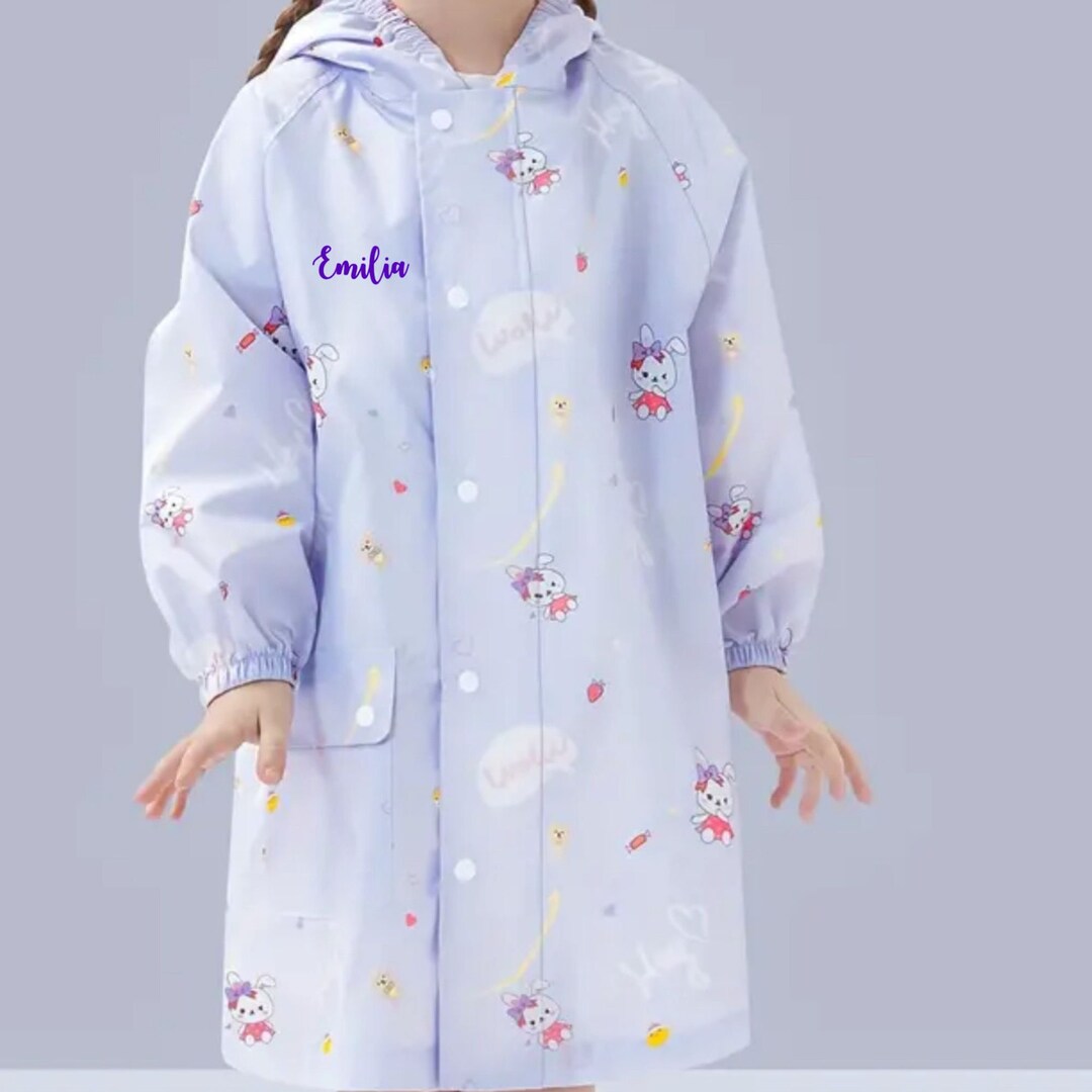 Personalized Girls Raincoat – Waterproof Light Purple Coat, Custom Name ...