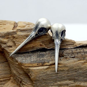 Bird Skull Earrings Oxidized 925 Sterling Silver 'birdisour' Stud ...