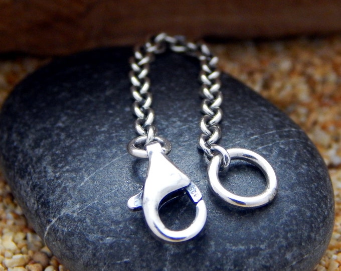 Double Lobster Lock 925 Oxidized 925 Sterling Silver Clasp Chain ...