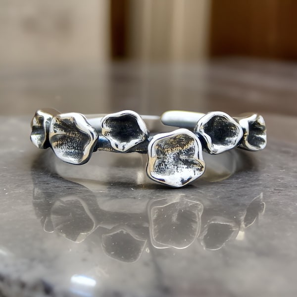 Floral Silver Ring - Etsy