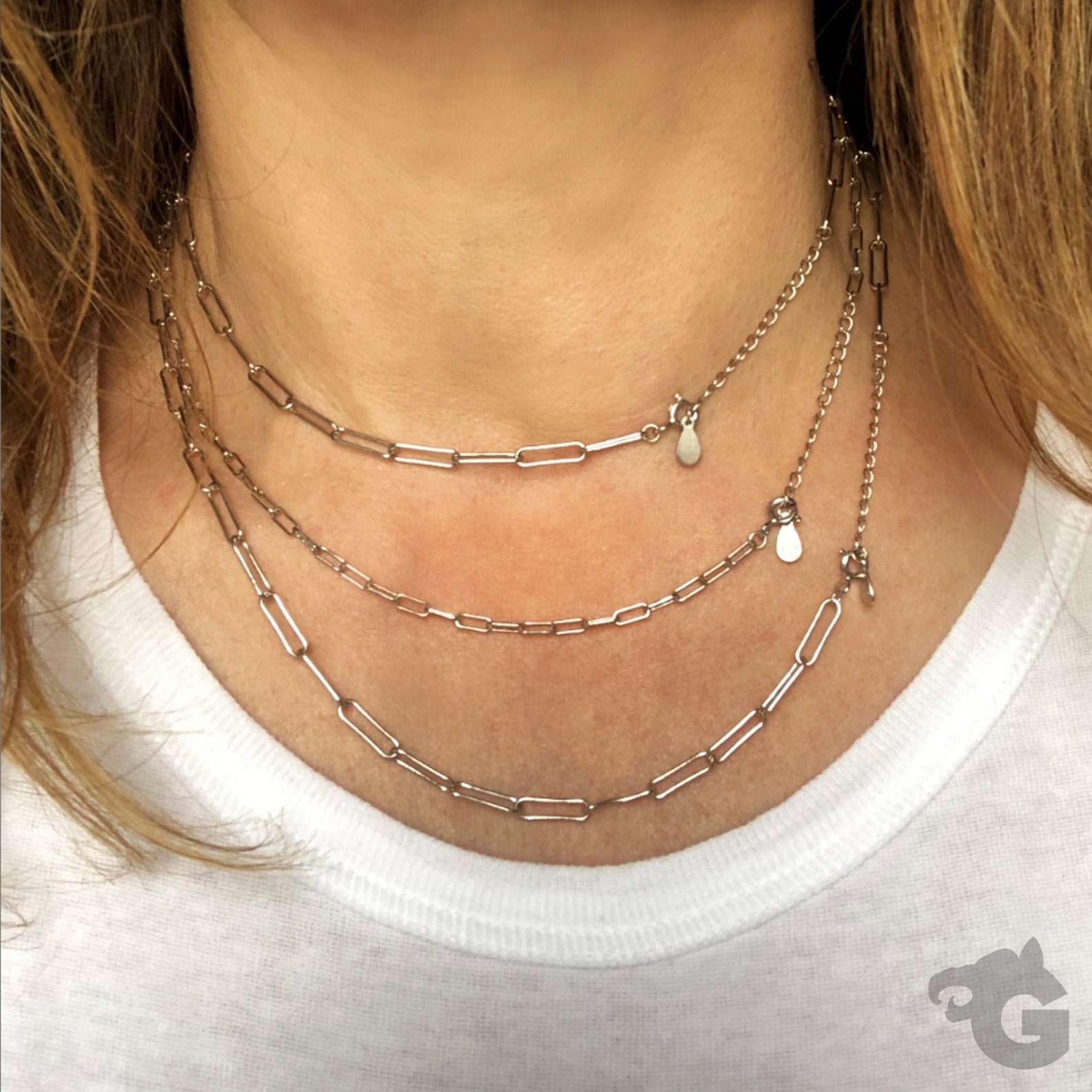 Paperclip Chain Necklace Chain Link Chain Necklace Set - Etsy