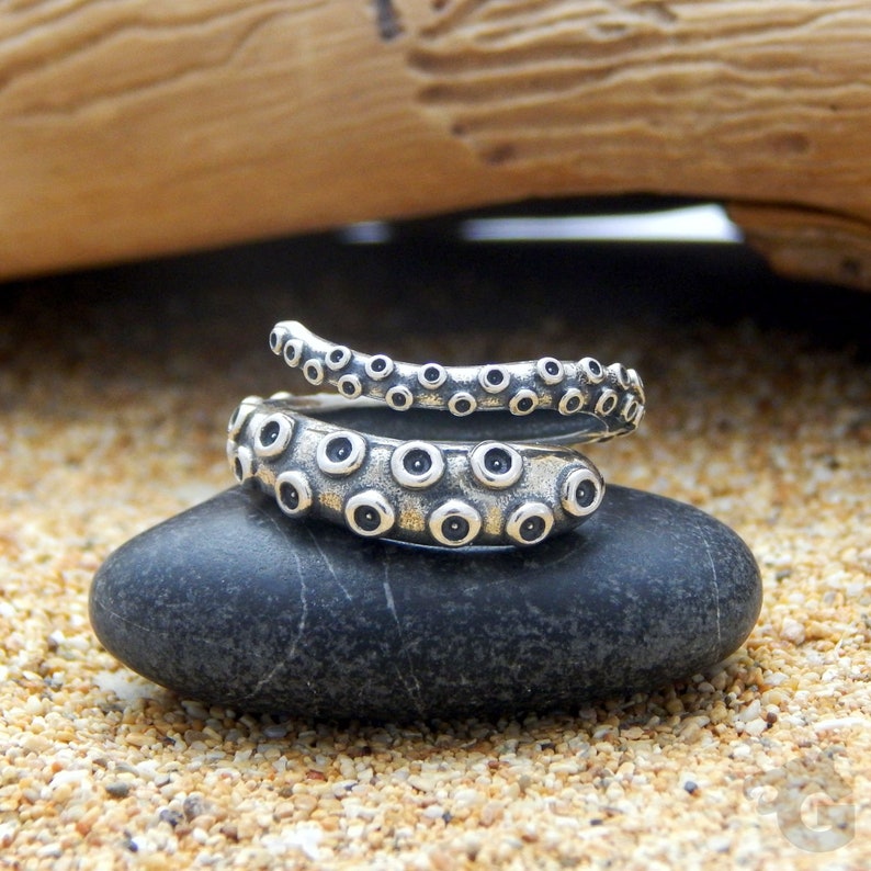 Octopus Ring Silver Wrap Adjustable 925 Silver Rhodium-plated - Etsy