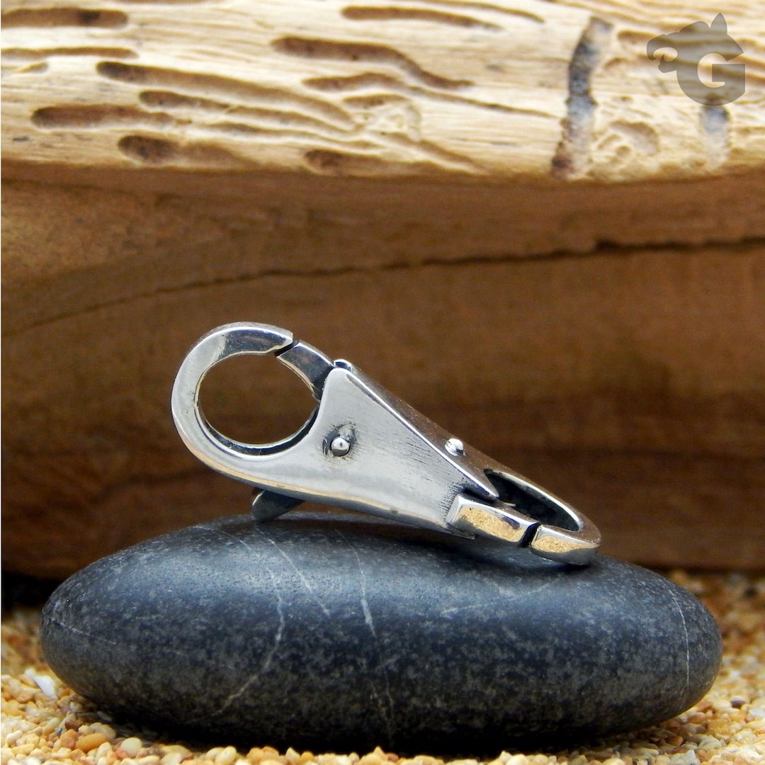 Double Lobster Lock 925 Oxidized 925 Sterling Silver Clasp Chain ...