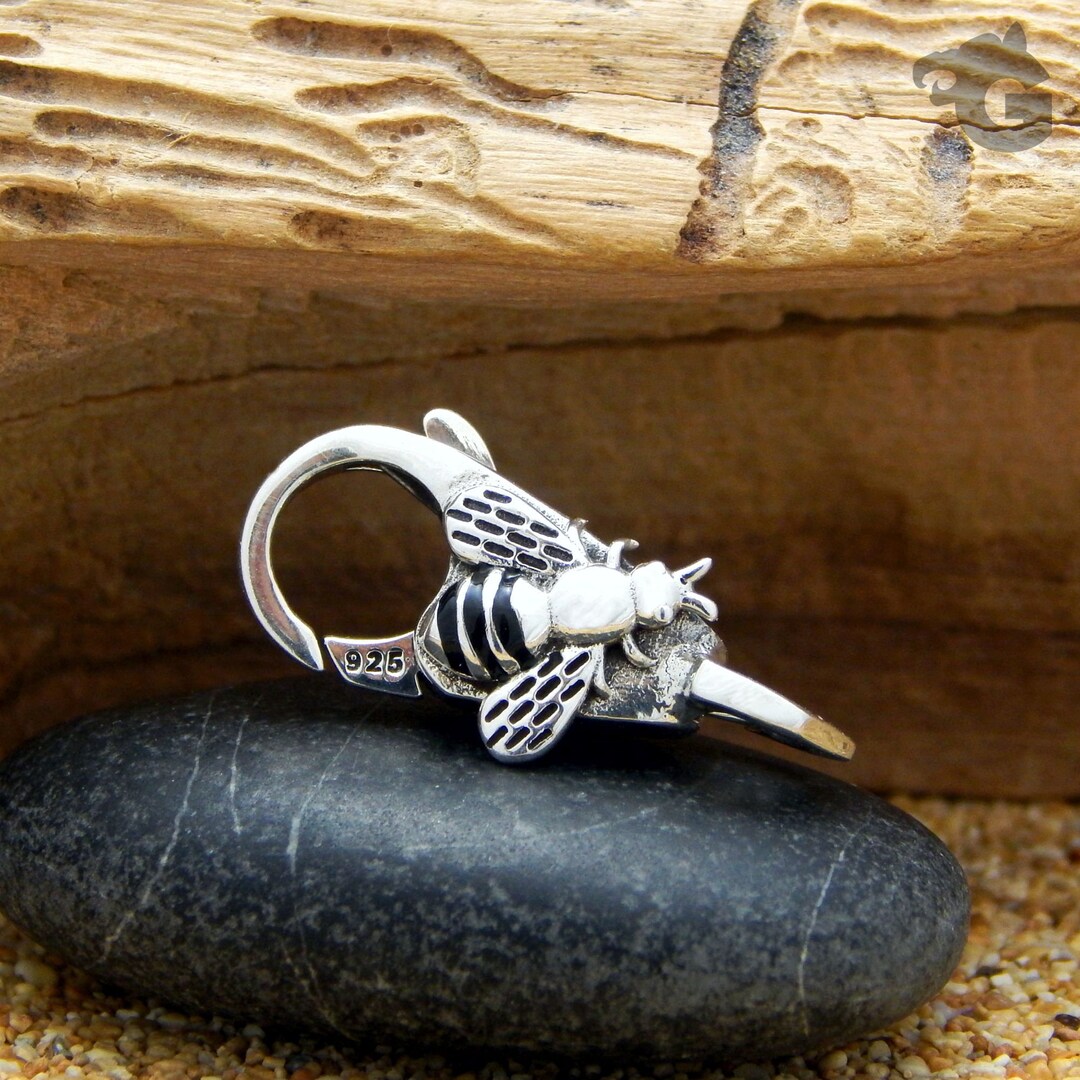Animal Double Lobster Clasp 925 Oxidized Sterling Enamel Claw Clasp ...
