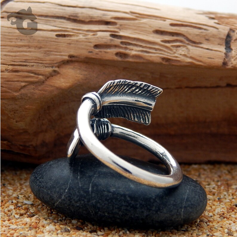 Arrow ring silver adjustable unisex oxidized 925 Dreamcatcher | Etsy