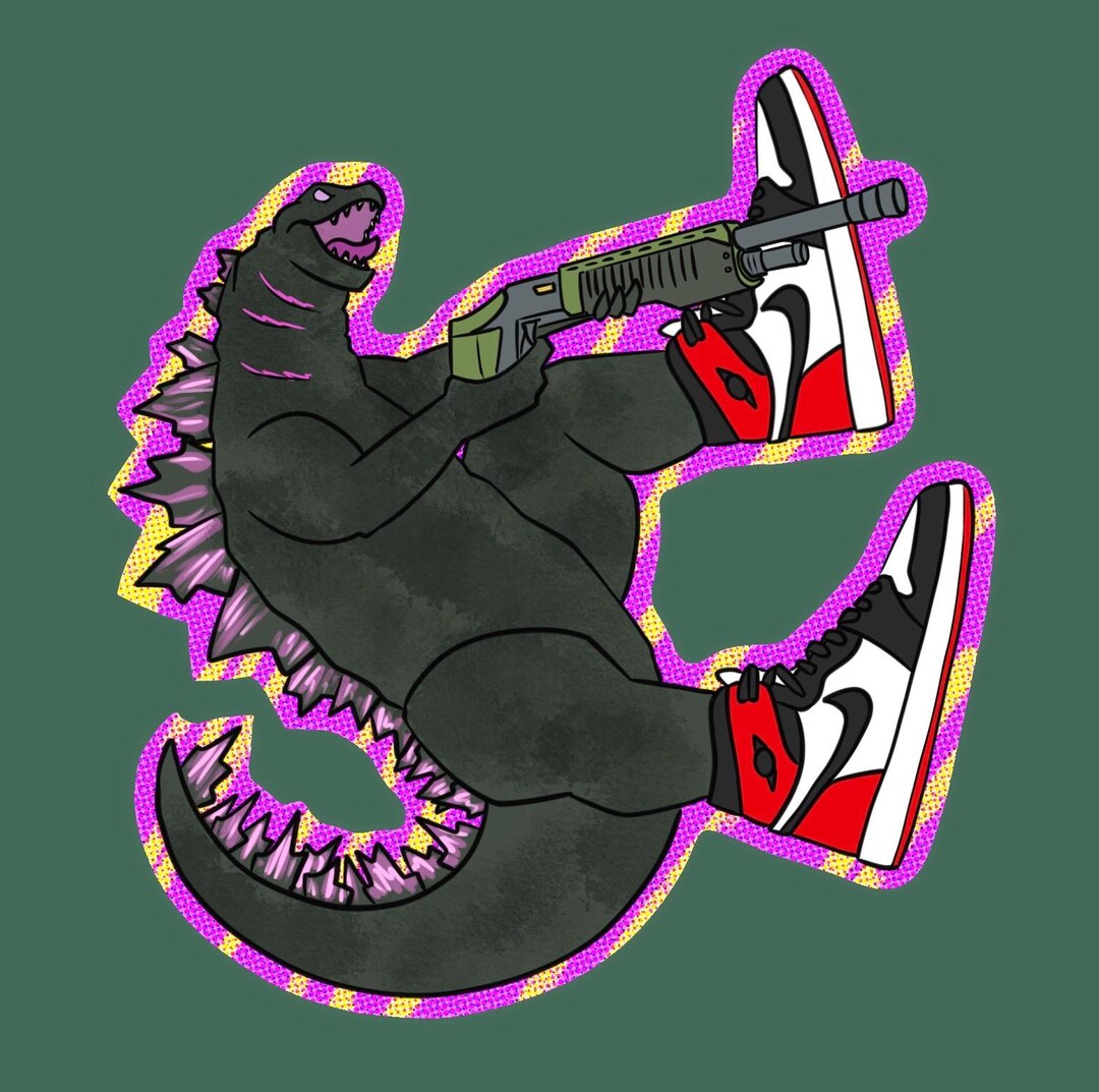 Godzilla With a Gun. and Kicks - Etsy