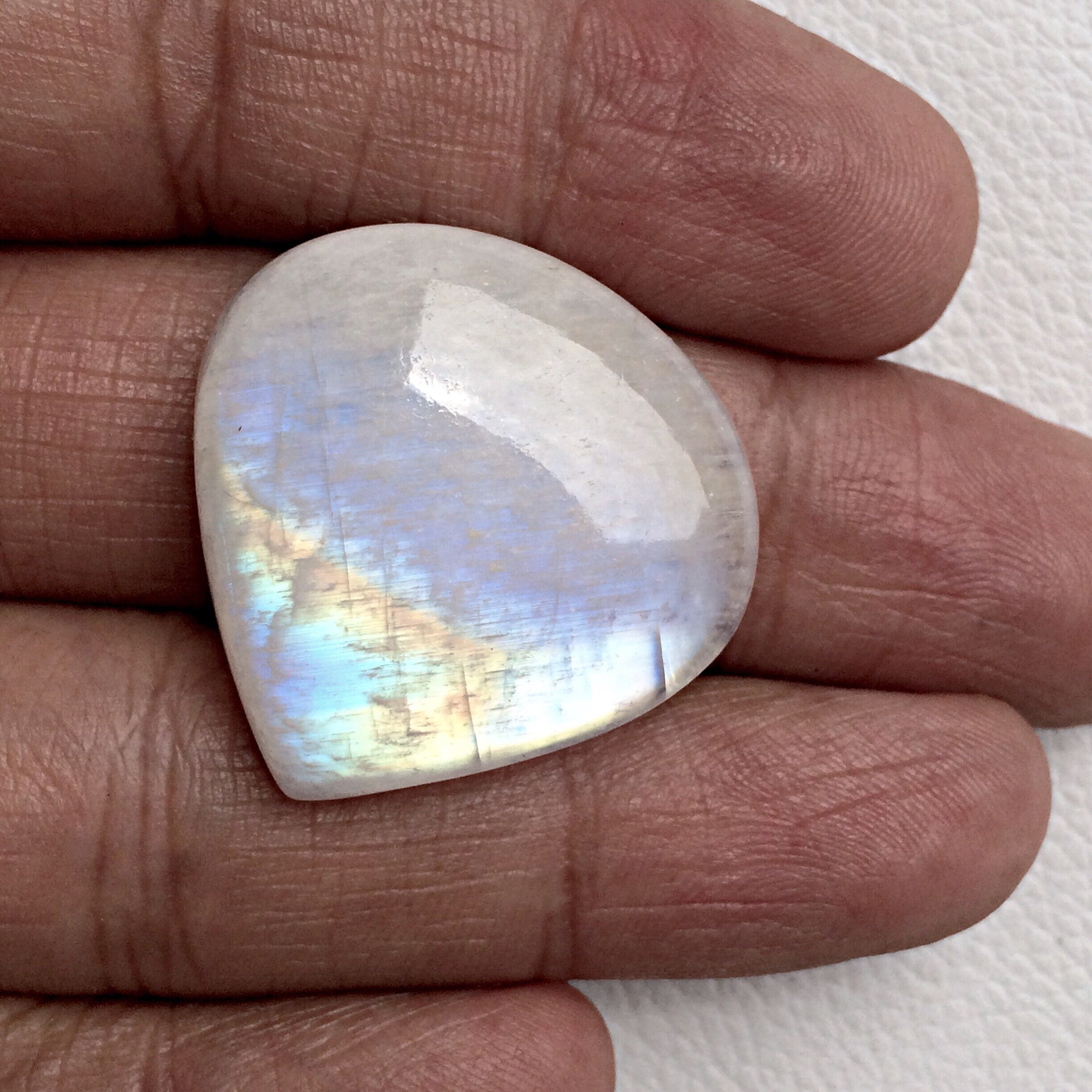 Teardrop Shape Rainbow Moonstone Gemstone Cabochon Blue Flashy | Etsy