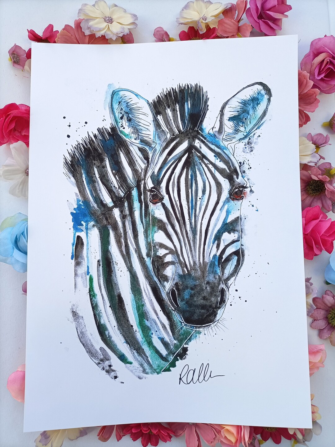 A4 Zebra Animal Wildlife Art Print Wall Art Decor, Original Artwork ...