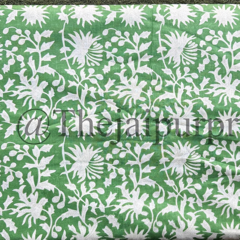 Green Block Print Fabric - Etsy
