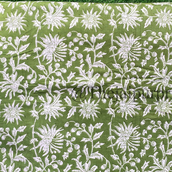 Green Block Print Fabric - Etsy