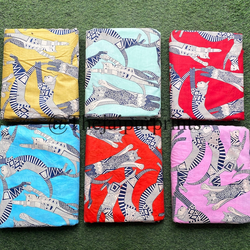 Cat Print Fabric - Etsy