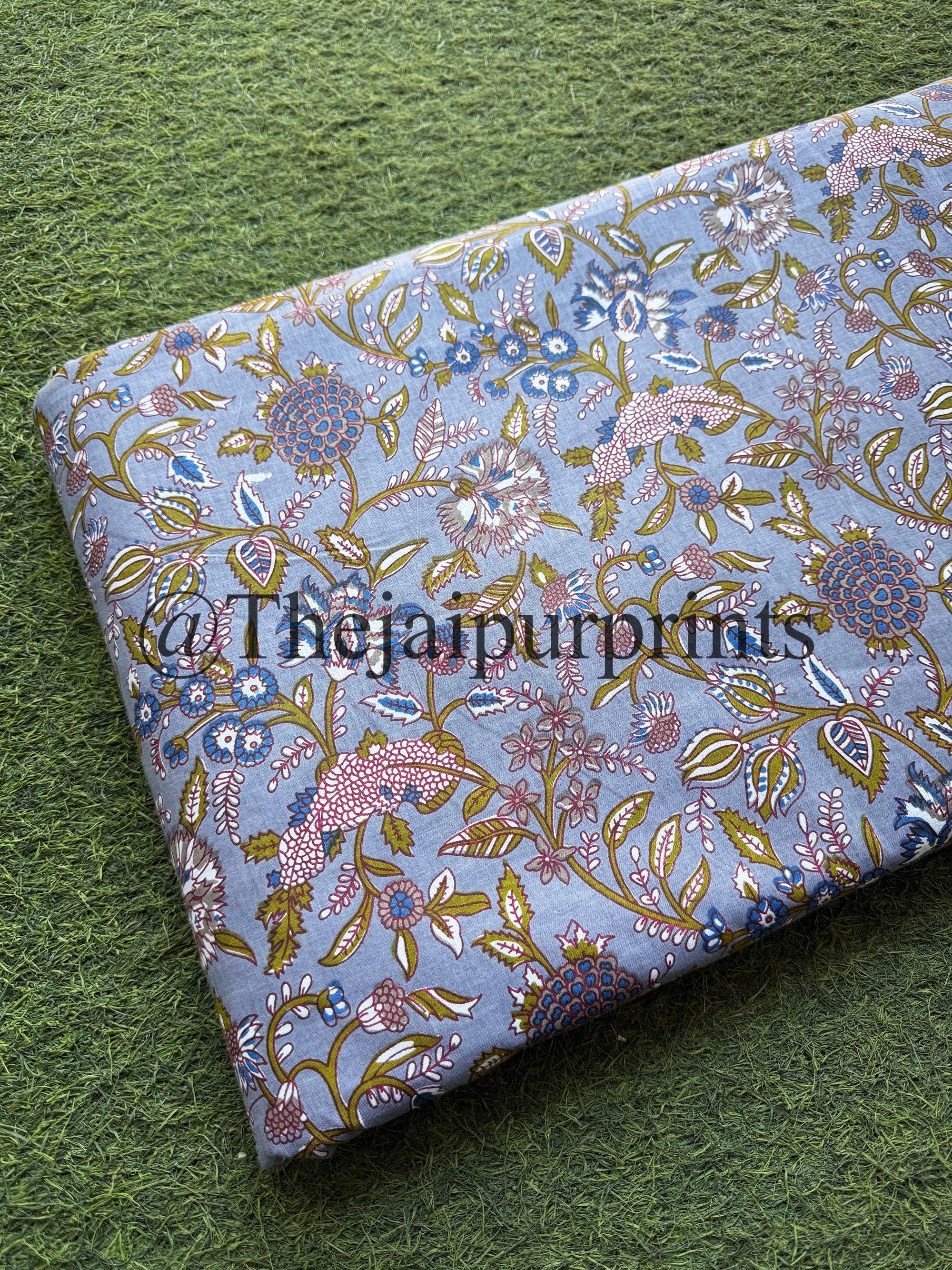 Hand Block Print Cotton Fabric: Floral Sewing Material by the Yard - Etsy