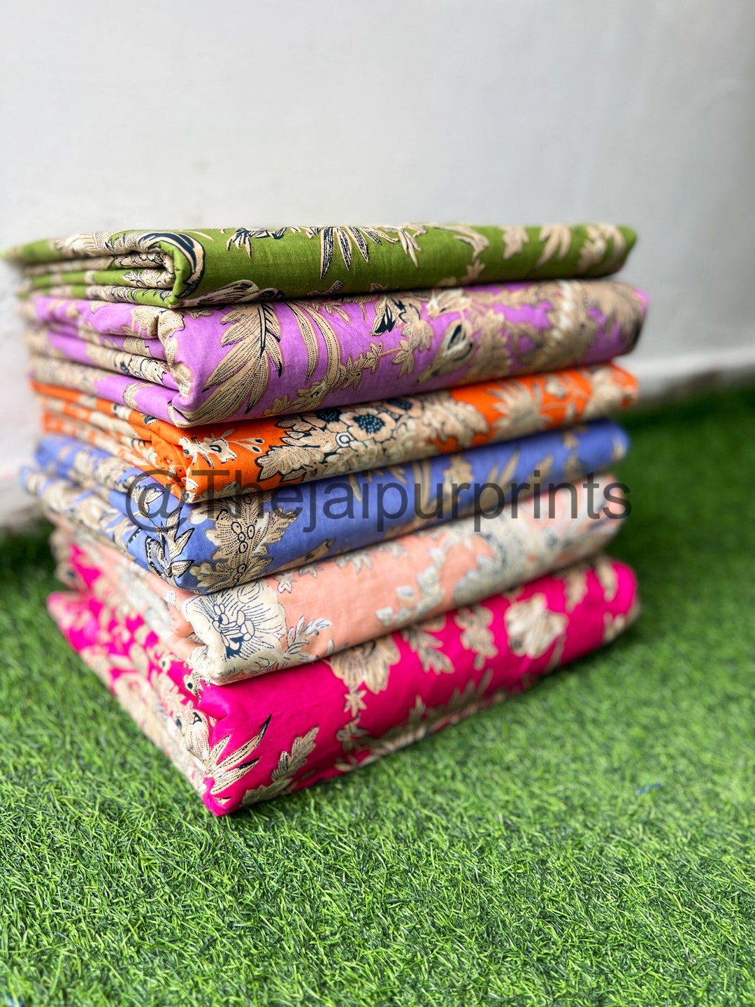 Block Print Fabric, Indian Hand Printed Floral Fabric, Fabric BY the ...