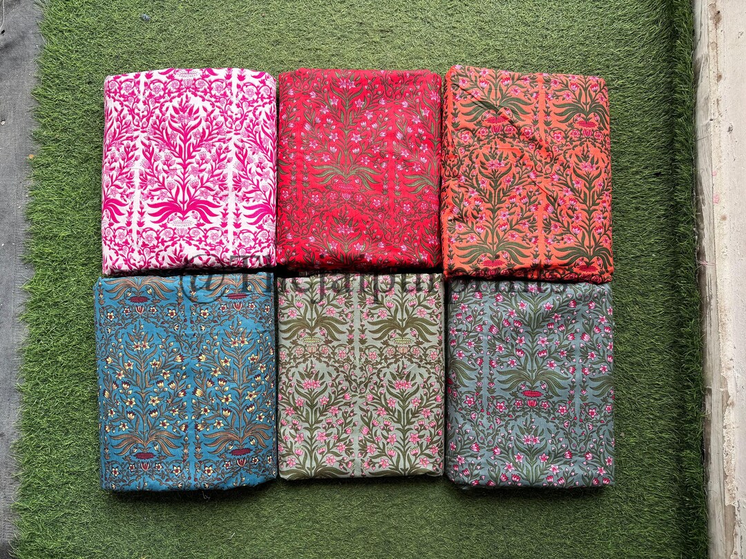 Hand Block Print Cotton Fabric: Natural Dye Sewing Material - Etsy