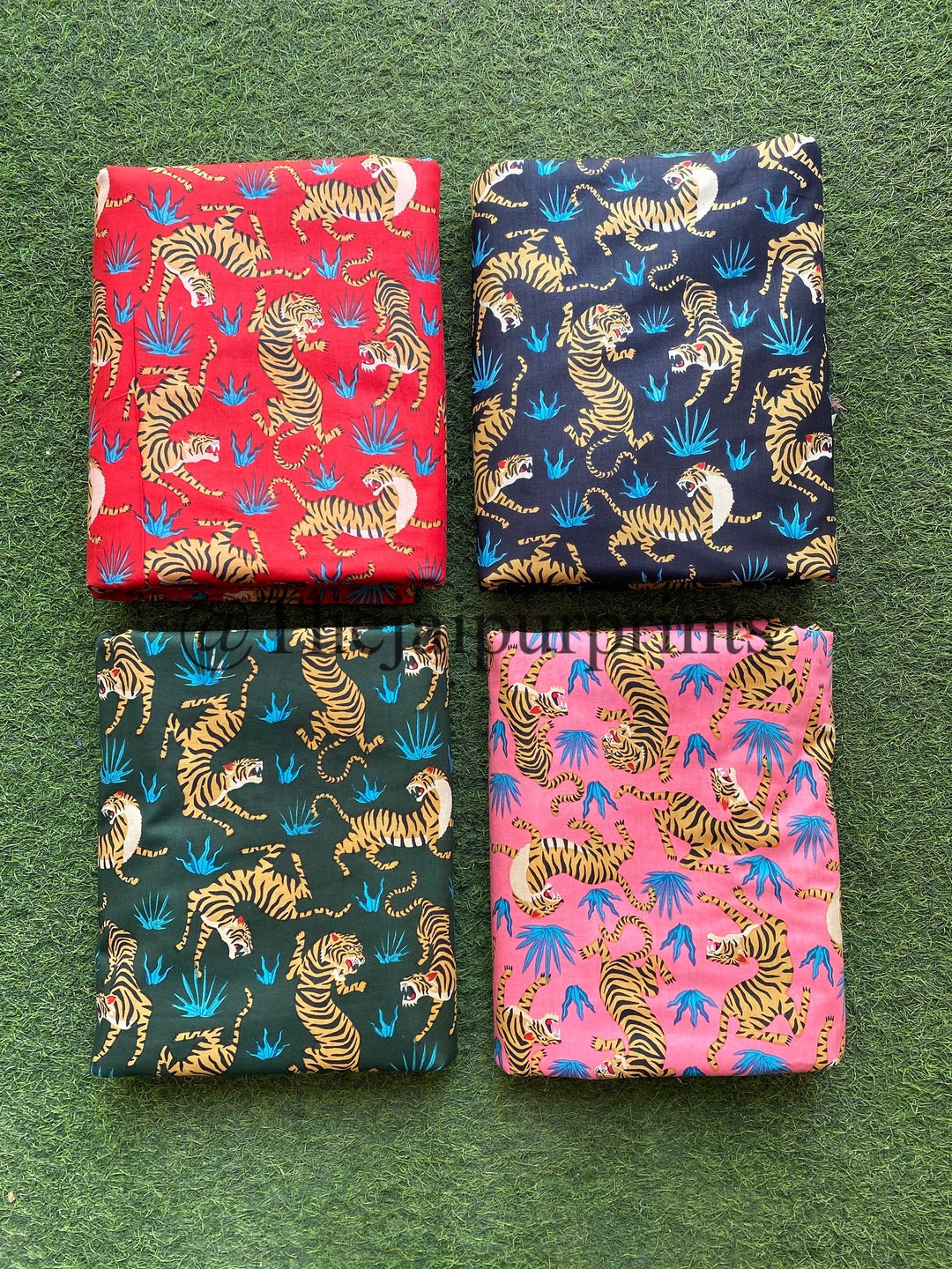 Tiger Print Cotton Fabric: Hand Block Printed Sewing & Upholstery - Etsy