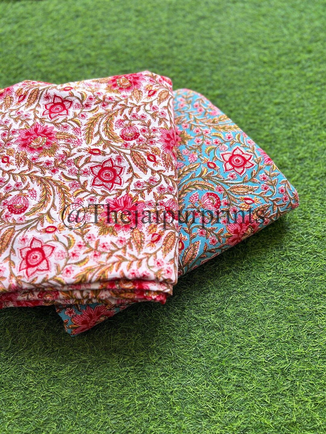 Hand Block Print Cotton Fabric: Indian Floral Pink Soft Fabric - Etsy