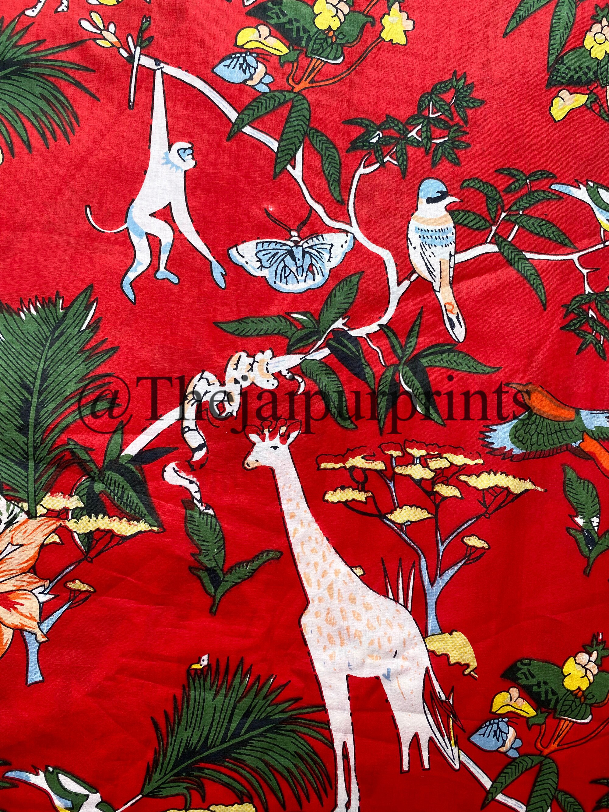 Jungle Animal Print Fabric: Indian Cotton, Tropical Theme - Etsy