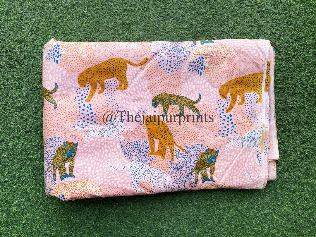 Cheetah Print Cotton Fabric, Pink & Green, Boho Apparel, Kids Clothing ...