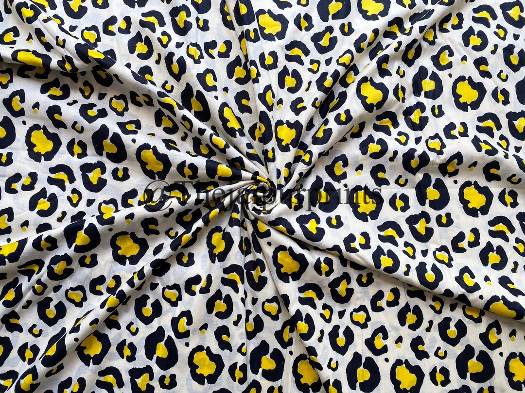 Hand Block Cheetah Print Fabric: Cambric Cotton Sewing Material - Etsy