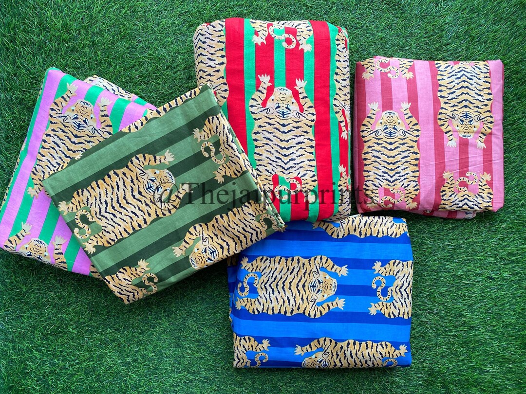 Tibetan Tiger Print Hand Printed Fabric by the Yard, Running Loose ...
