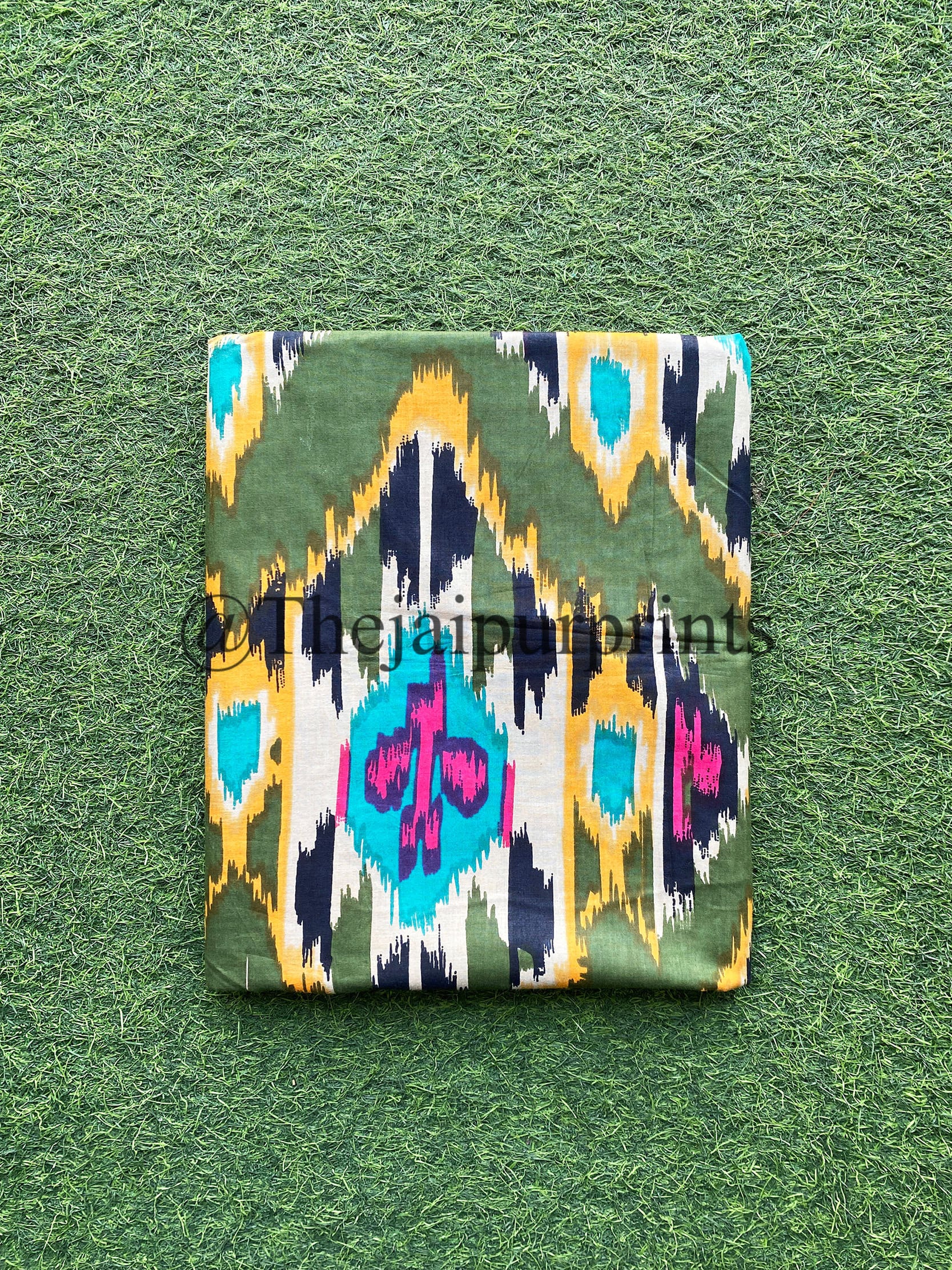 Ikat Print Indian Cotton Fabric, Hand Printed Ikat Print Fabric, Cotton ...