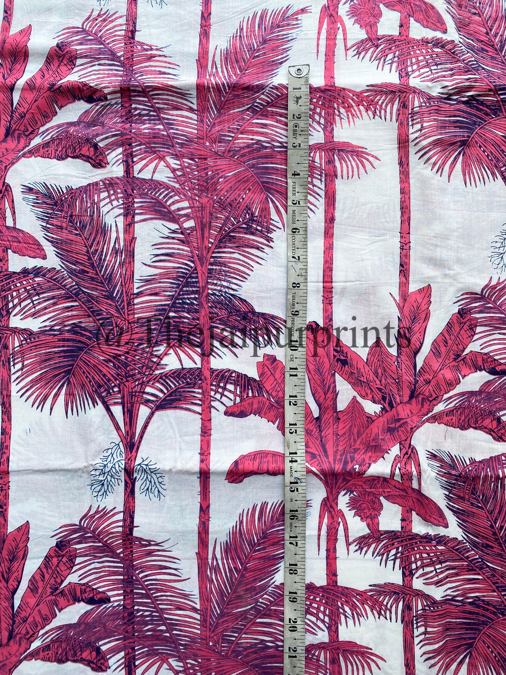 Pink Palm Tree Fabric by the Yard, Tropical Palm Tree Indian Cotton ...