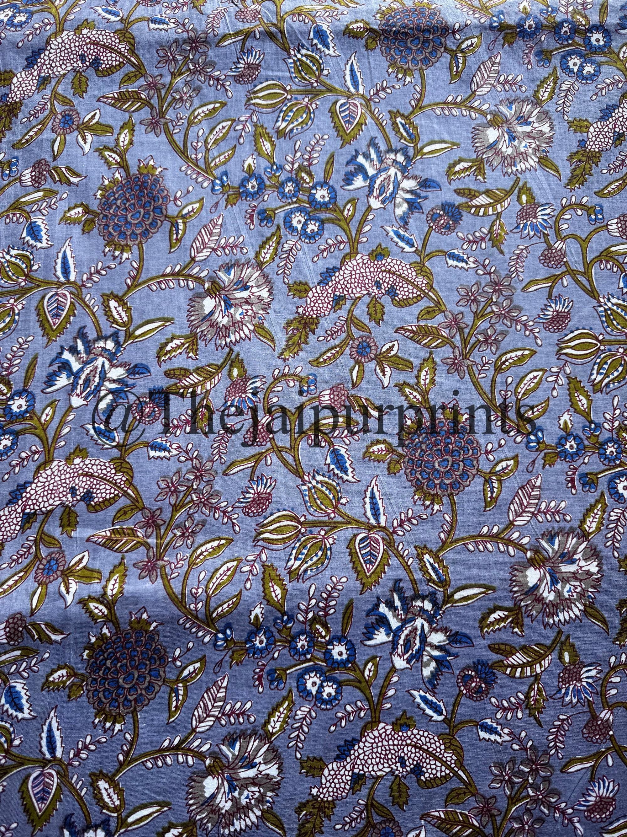Hand Block Print Cotton Fabric: Floral Sewing Material by the Yard - Etsy