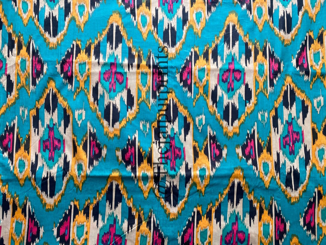 Ikat Print - Indian Cotton Fabric, Hand Printed Ikat Print Fabric ...