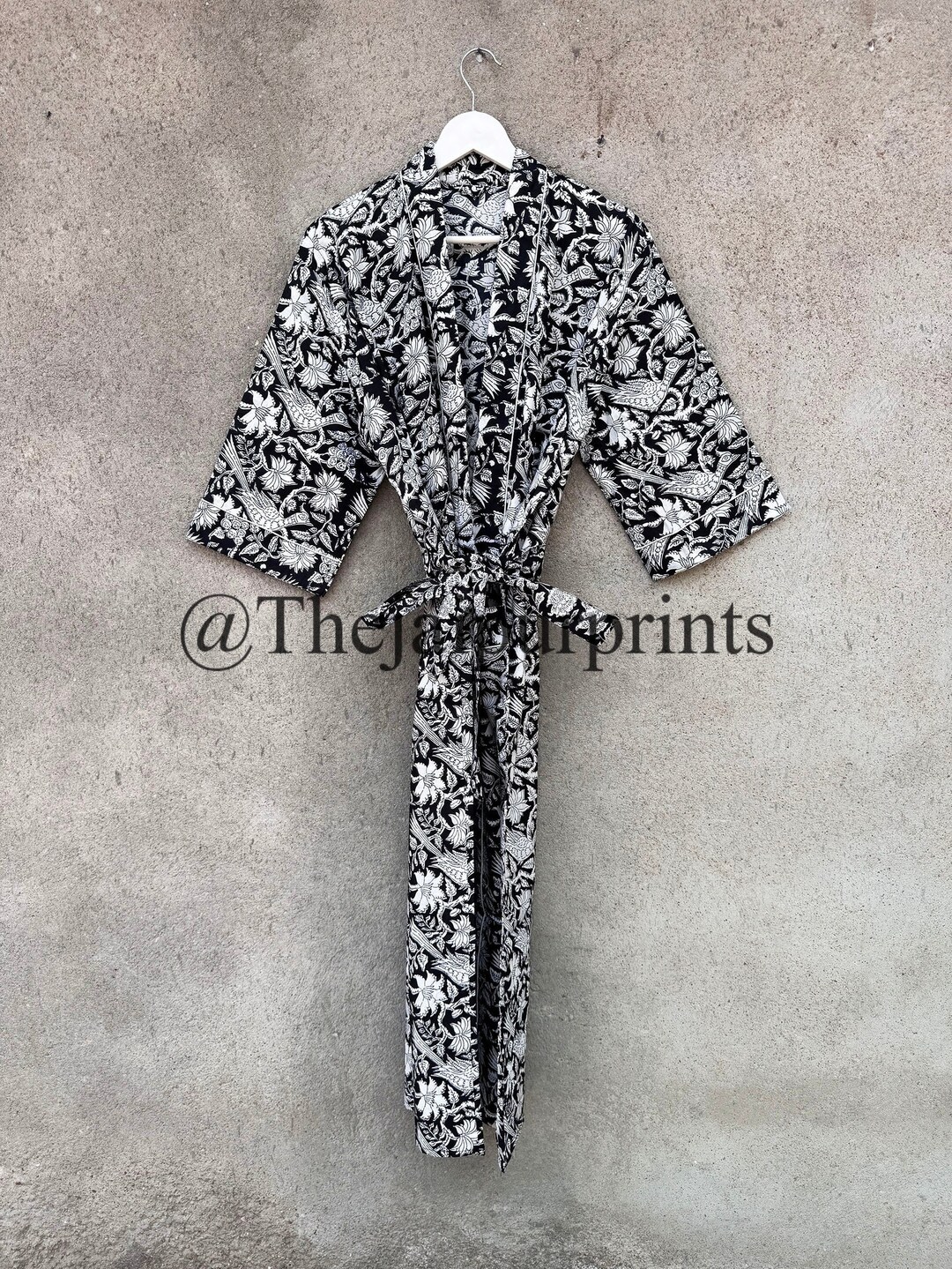 Bridesmaid Robe, Bird Print, Bird Print Dressing Gown , Kimono Robes ...