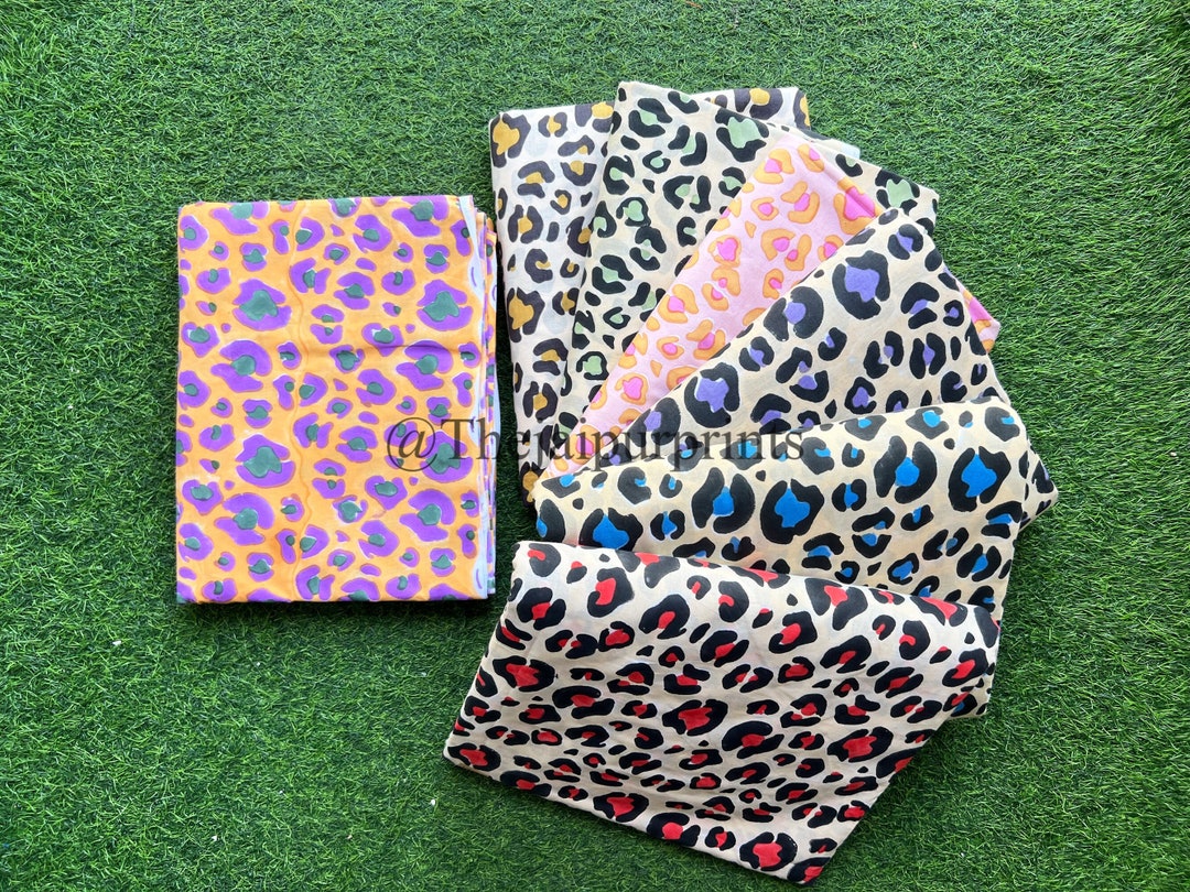Leopard Print Cotton Fabric: Hand Block Printed Voile Quilt Fabric - Etsy