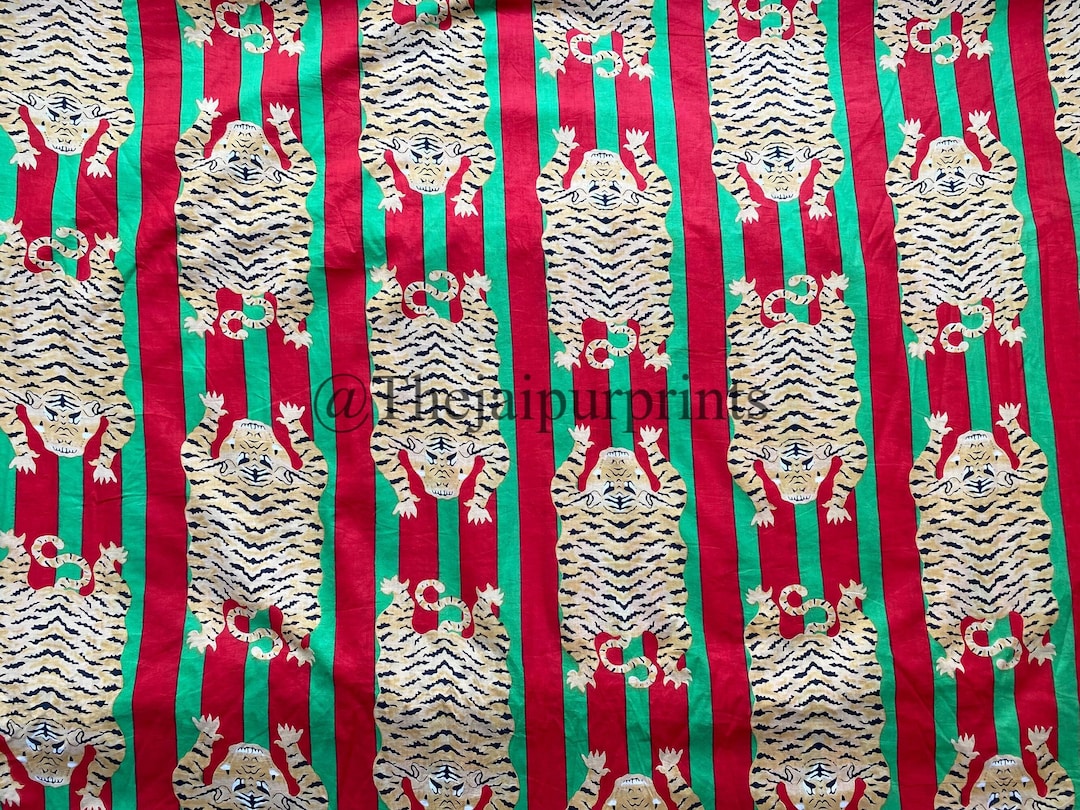 Handmade Tiger Stripe Cotton Fabric, Boho Dress Material - Etsy