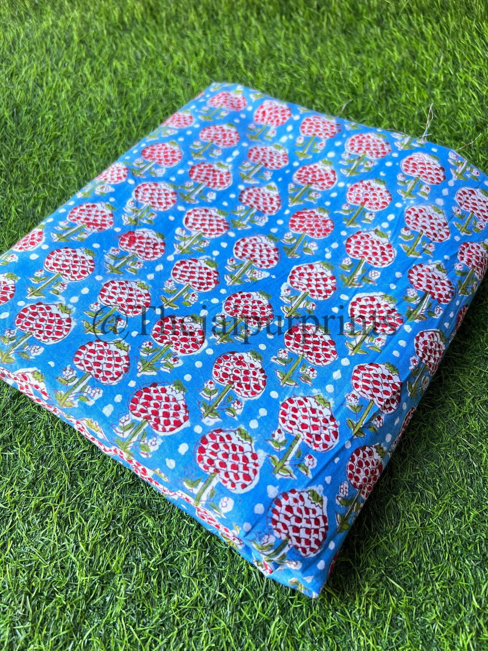 Hand Block Print Cotton Fabric: Indian Floral Fabric by the Yard - Etsy