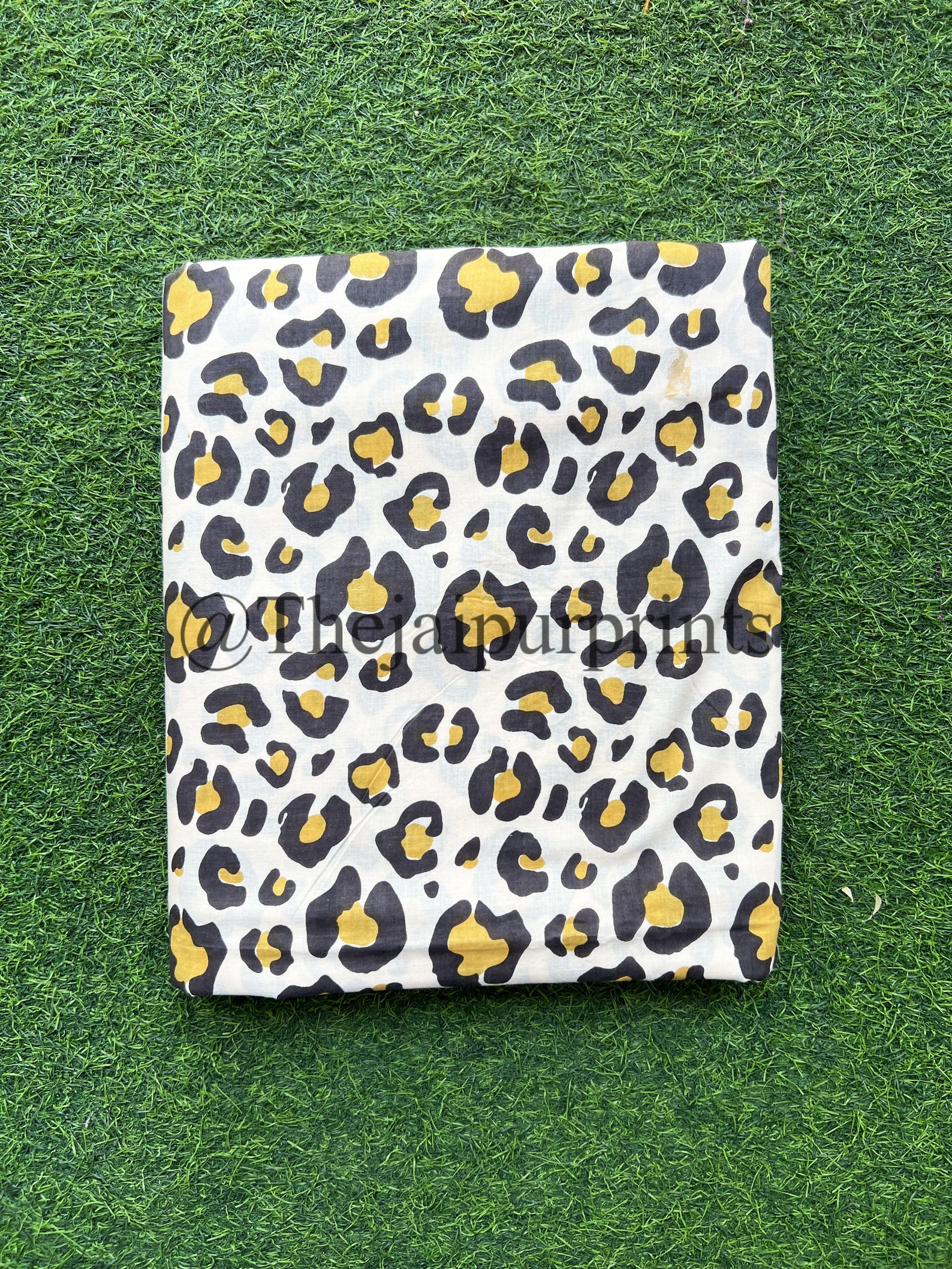 Cheetah Skin Block Print Cotton Fabric: Handmade Indian Sewing Material ...