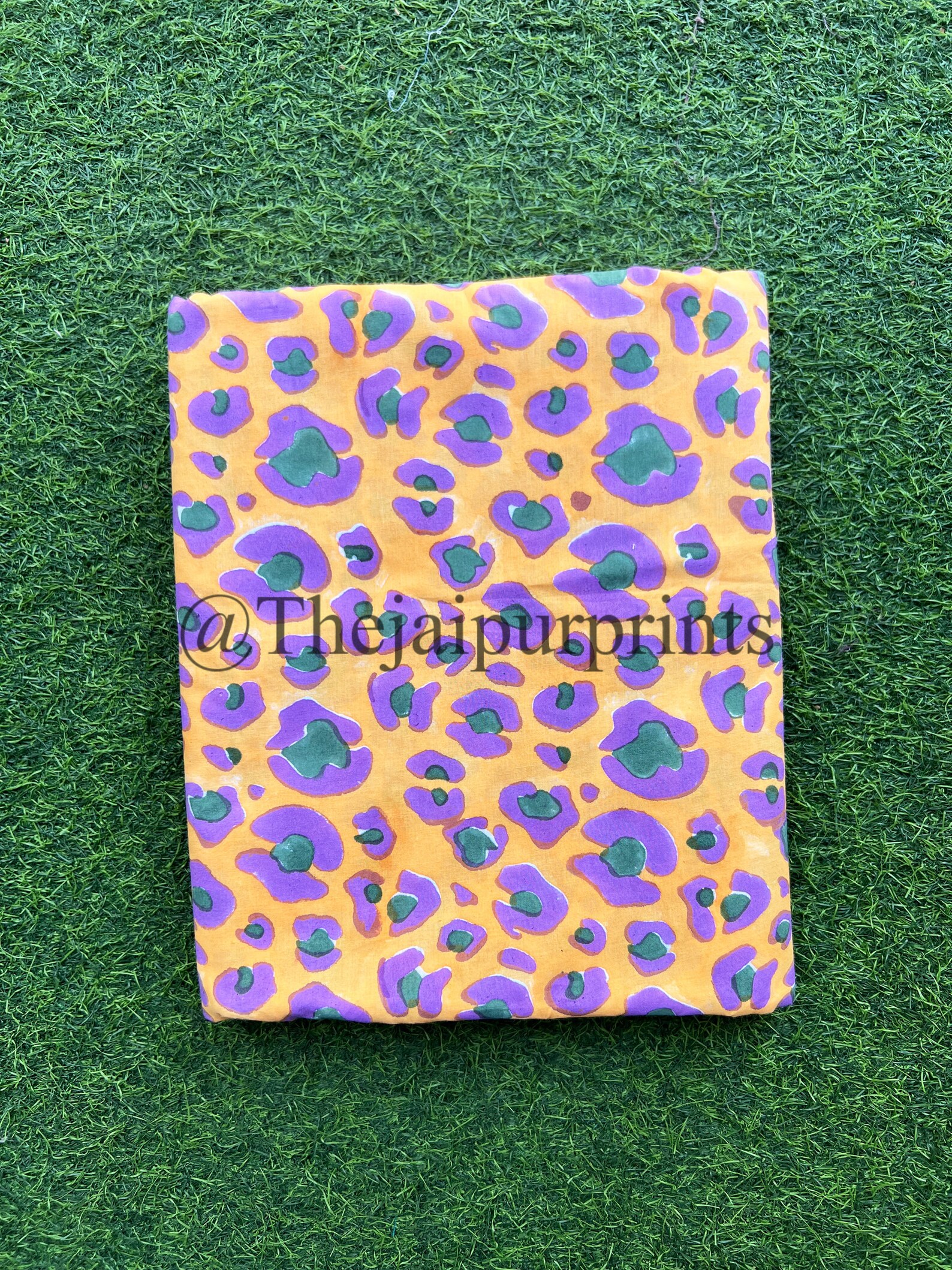 Cheetah Skin Block Print Cotton Fabric: Handmade Indian Sewing Material ...
