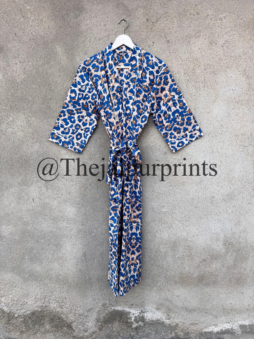 Leopard Skin Print Cotton Kimono Robe, Cotton Kimono Dressing Gown ...