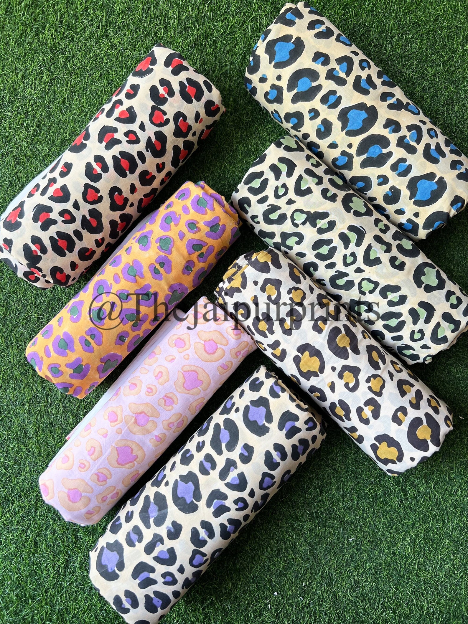 Cheetah Skin Block Print Cotton Fabric: Handmade Indian Sewing Material ...